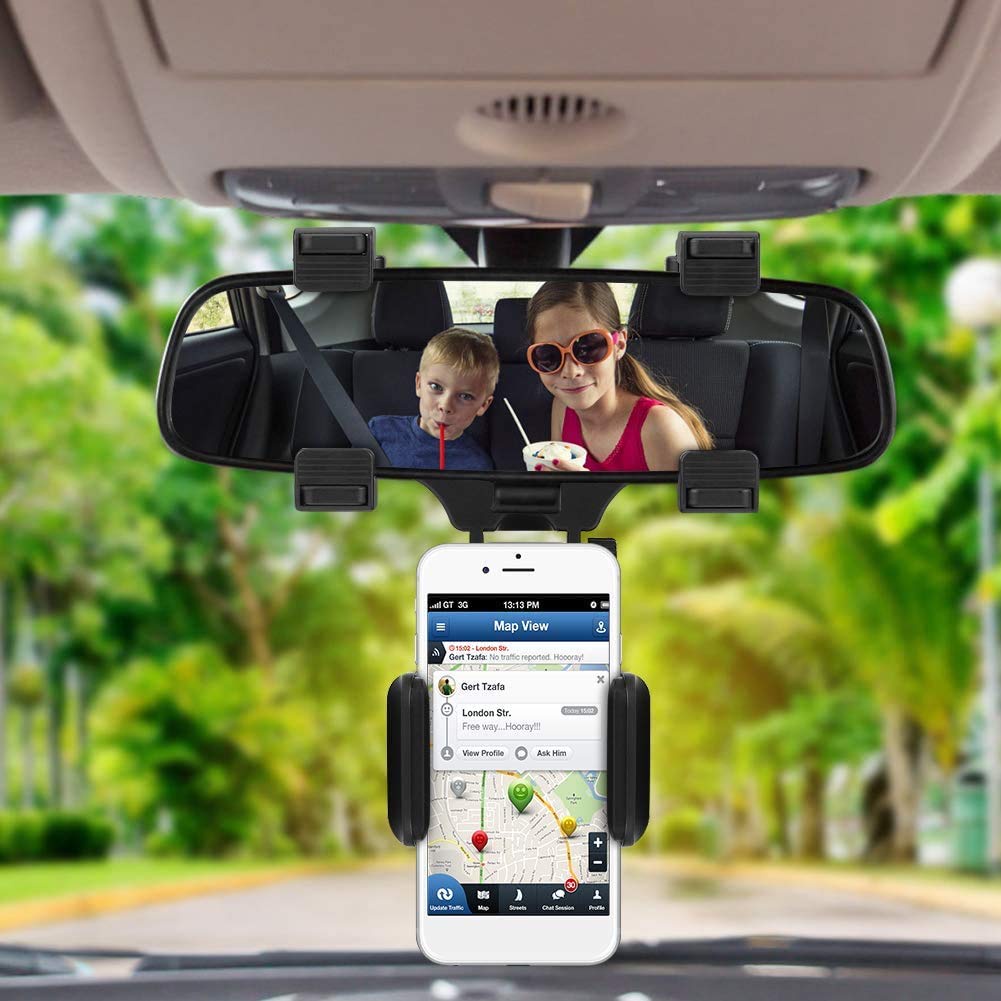 Universal Car Rear View Mirror Mount Stand Mobile Holder 360 Degree ...