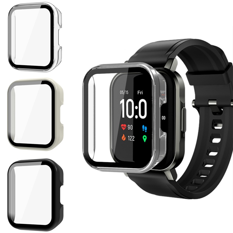 Full Screen Protection PC Case with Tempered Glass Shell For Haylou ...