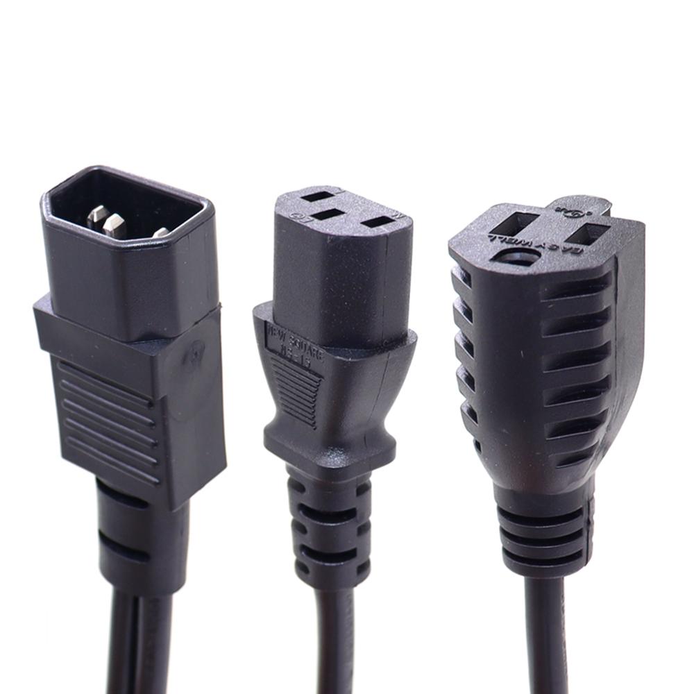 Single C14 to Dual Outlet Short Cord 10A 250V IEC 320 C14 to US Nema 5 ...