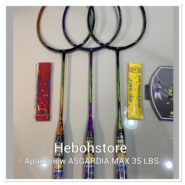 Badminton Racket NEW APACS ASGARDIA LITE MAX 35 LBS ORIGINAL +GRIP ...