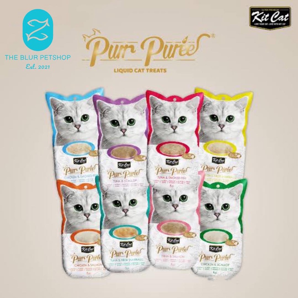 15g Kitcat Purr Puree 4 Sticks Cat Treat Cat Food Cat Essentials (15g x ...