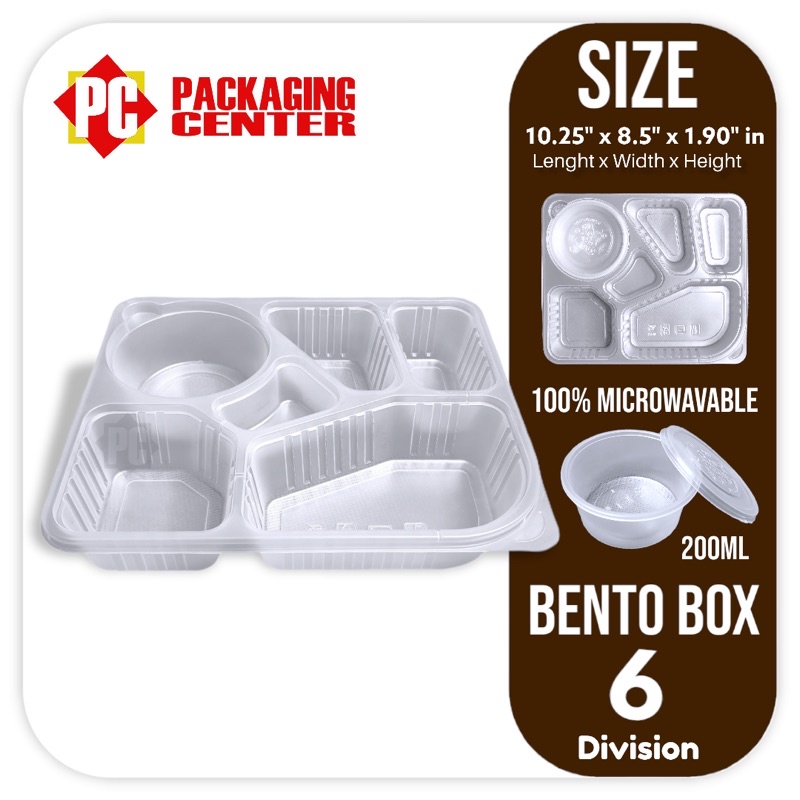 Bento Box 6 Division with Soup Bowl set by per pcs, PC Packaging Center ...