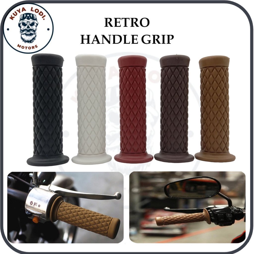 KuyaLodi Motorcycle Retro Handle Grip Rubber Universal | Shopee Philippines