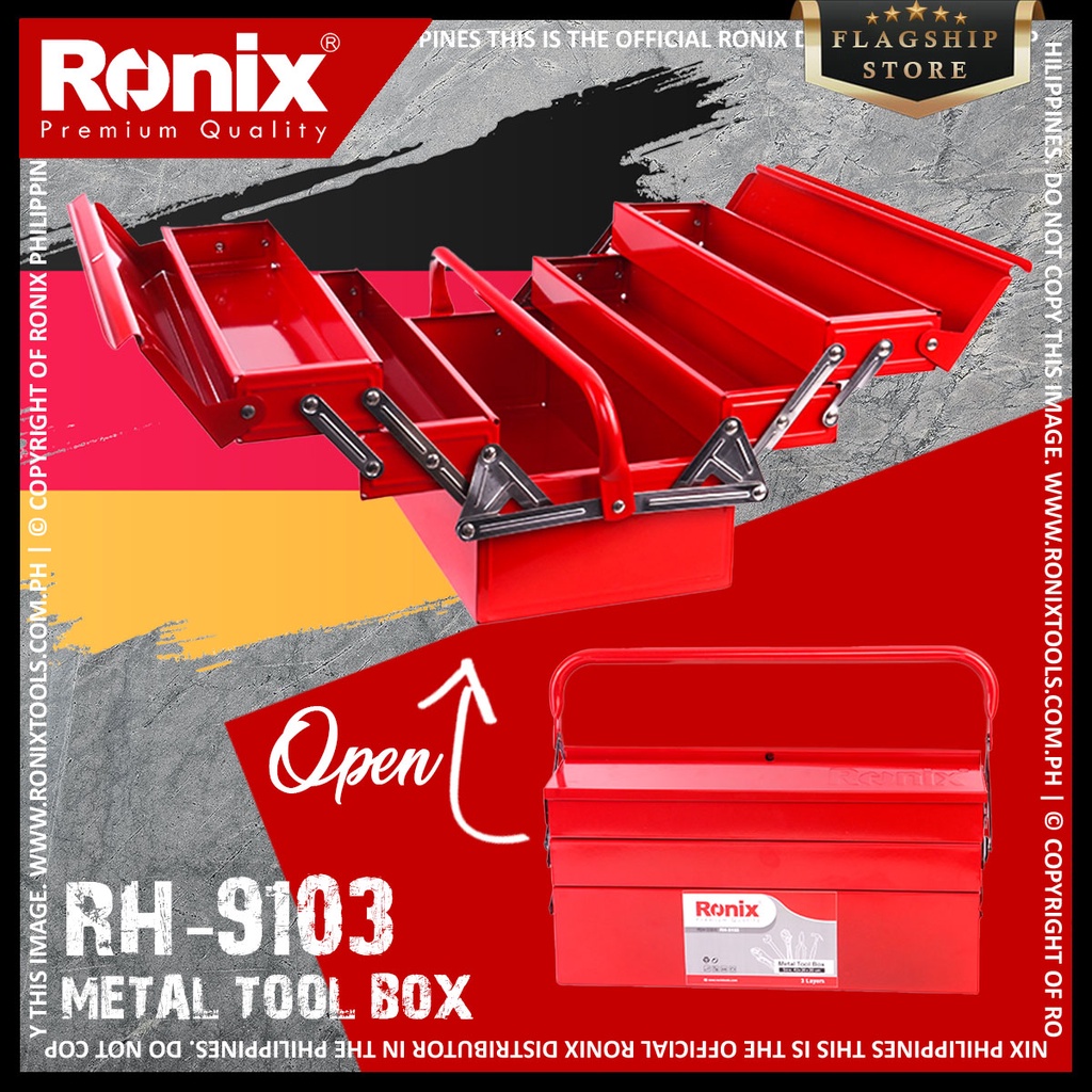 Ronix RH-9103 & RH-9104 Metal Tool Boxes 17" & 21" Durable Steel ...