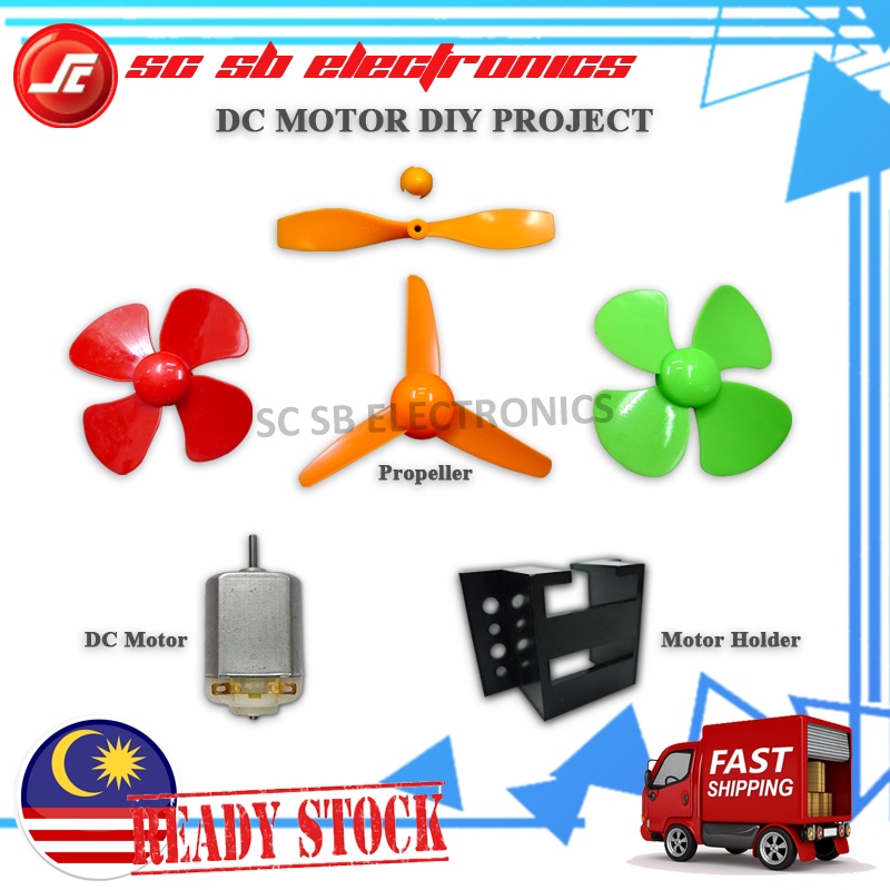DC3V~9V DC BRUSHED MOTOR DIY PROJECT WITH PROPELLER (MOTOR DC PROJEK ...
