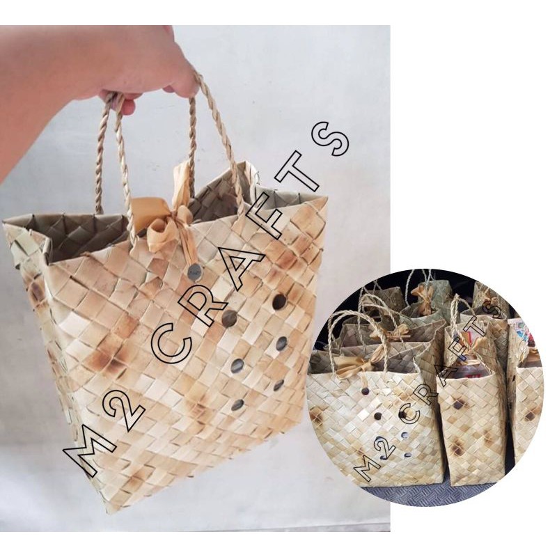 bayong bag native packaging burn finish with ribbon hole | Shopee ...