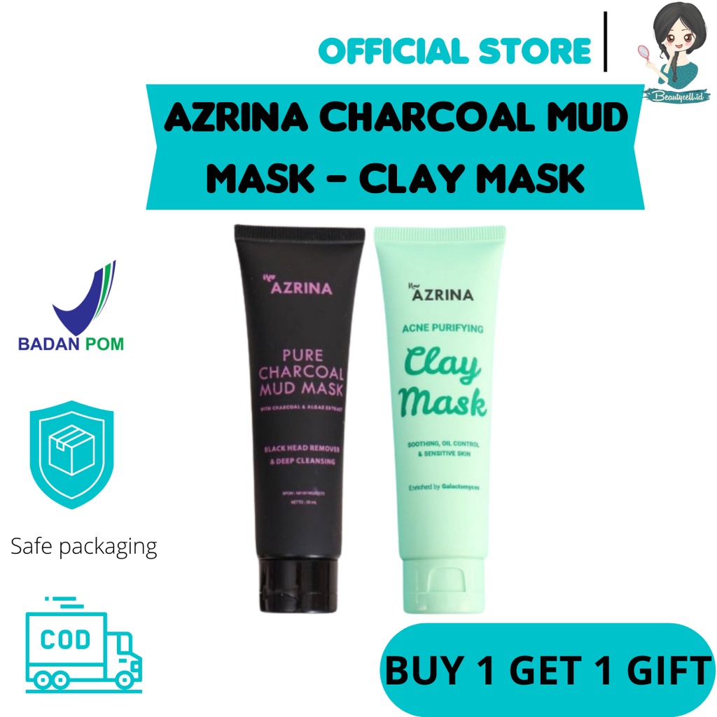 Azrina Pure Charcoal Mud Mask & Clay Acne Mask 50ml | Shopee Philippines