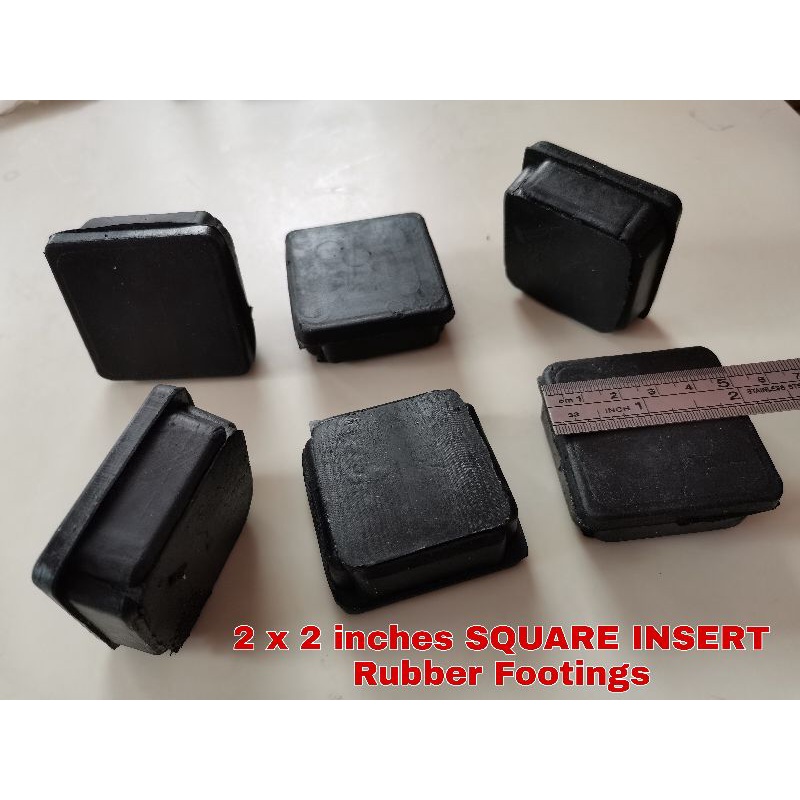 2x2 inches (50mm x 50mm) SQUARE INSERT HEAVY DUTY Rubber Footings ...