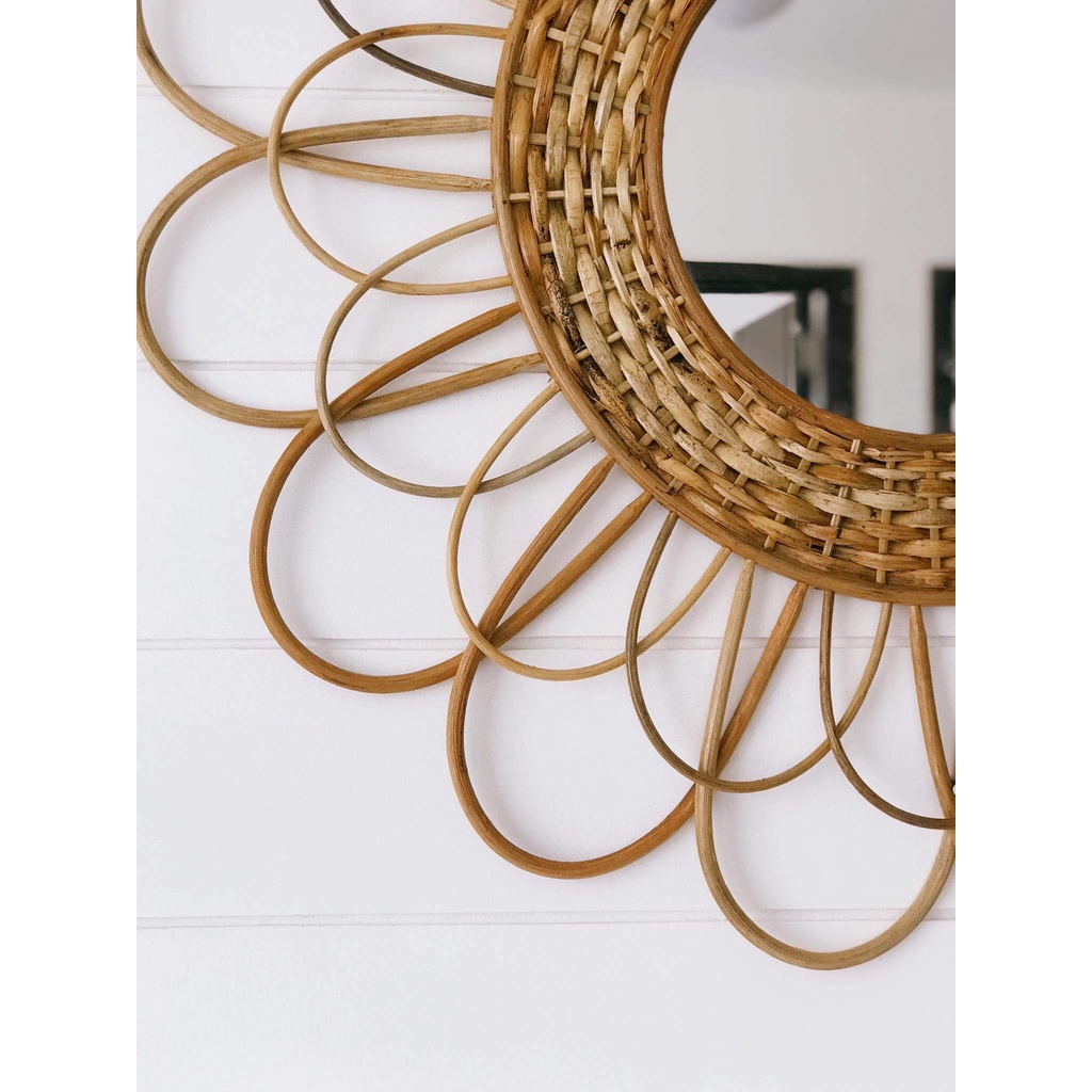 Ilokana Handicrafts 35" Rattan Bohemian Floral Wall Mirror | Shopee ...