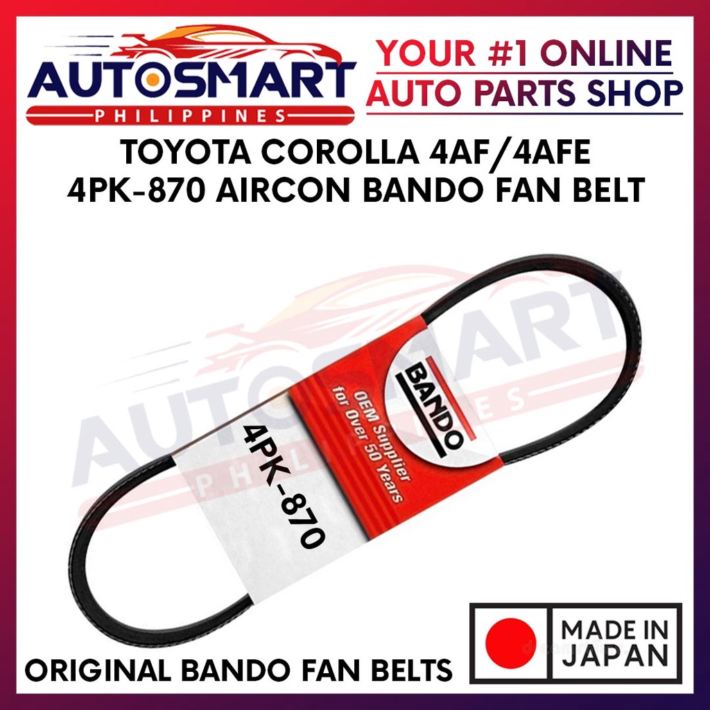 Toyota Corolla 4AF/4AFE Aircon Fan Belt Bando Japan 4PK-870 4PK870 ...