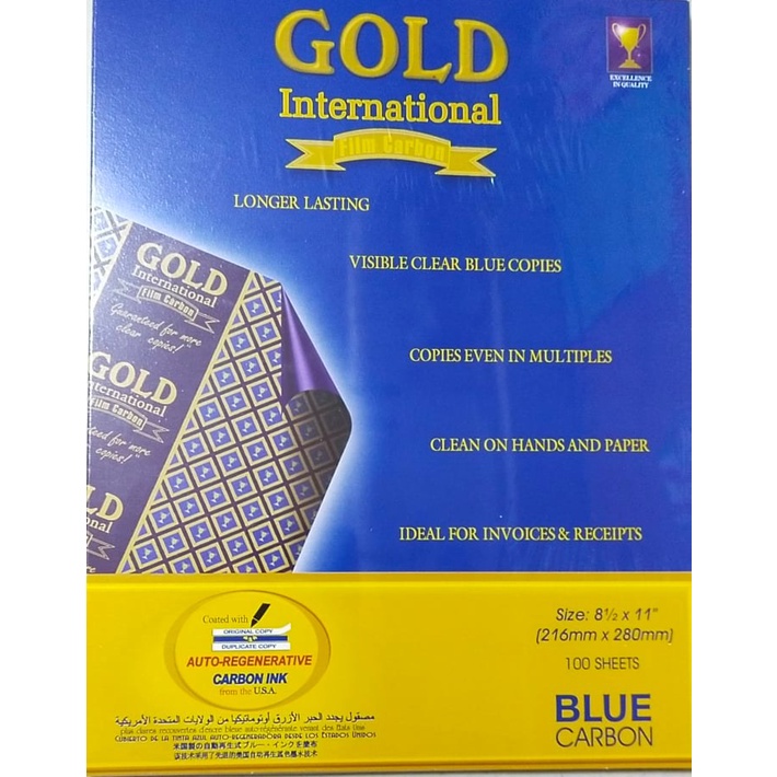 Carbon Paper BLUE, GOLD International brand, 100 sheets per pack, 8.5 ...