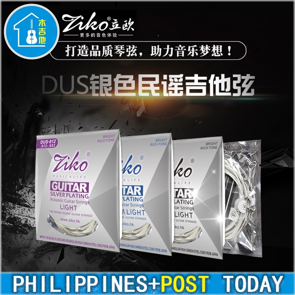 Guitar string Ziko DUS-010 011 012 Carbon Steel Core Silver Plated Acoustic Guitar strings ...