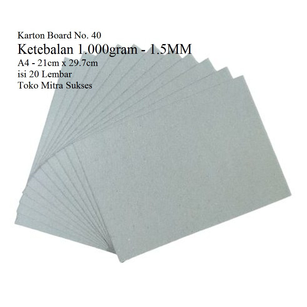 20 Gray A4 Cardboard Board Sheets No. 40 Thickness 1.5mm | Shopee ...