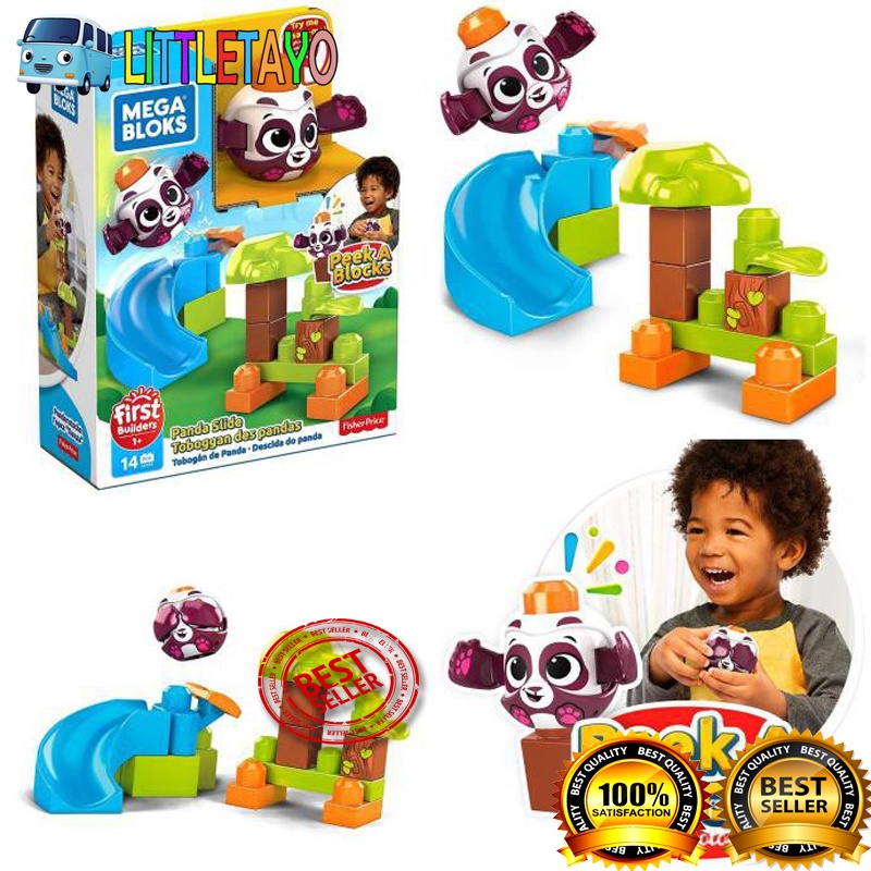 Mega BLOKS PANDA SLIDE PEEK A BLOCKS FIRST BUILDER ORIGINAL FISHER ...