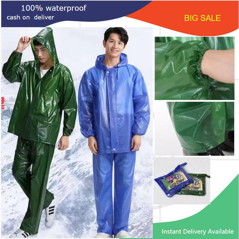 Raincoat trousers rib suit/split water working raincoats | Shopee ...