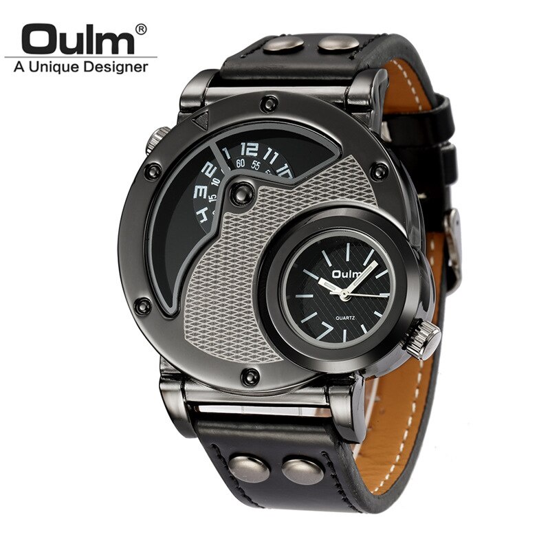 Oulm Dual Time Zone Personality Sports Quartz Men's Watch | Shopee ...
