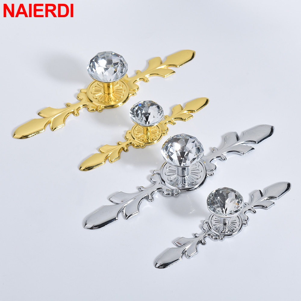 NAIERDI Luxury Diamond Crystal Handles Shoebox Cabinet Handles Closet ...