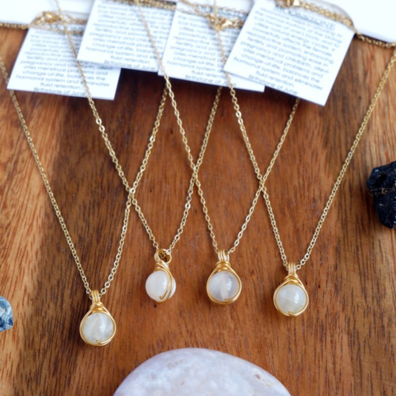 Moonstone Necklace | Crystal Pendant Handwrapped in Aluminium | June ...