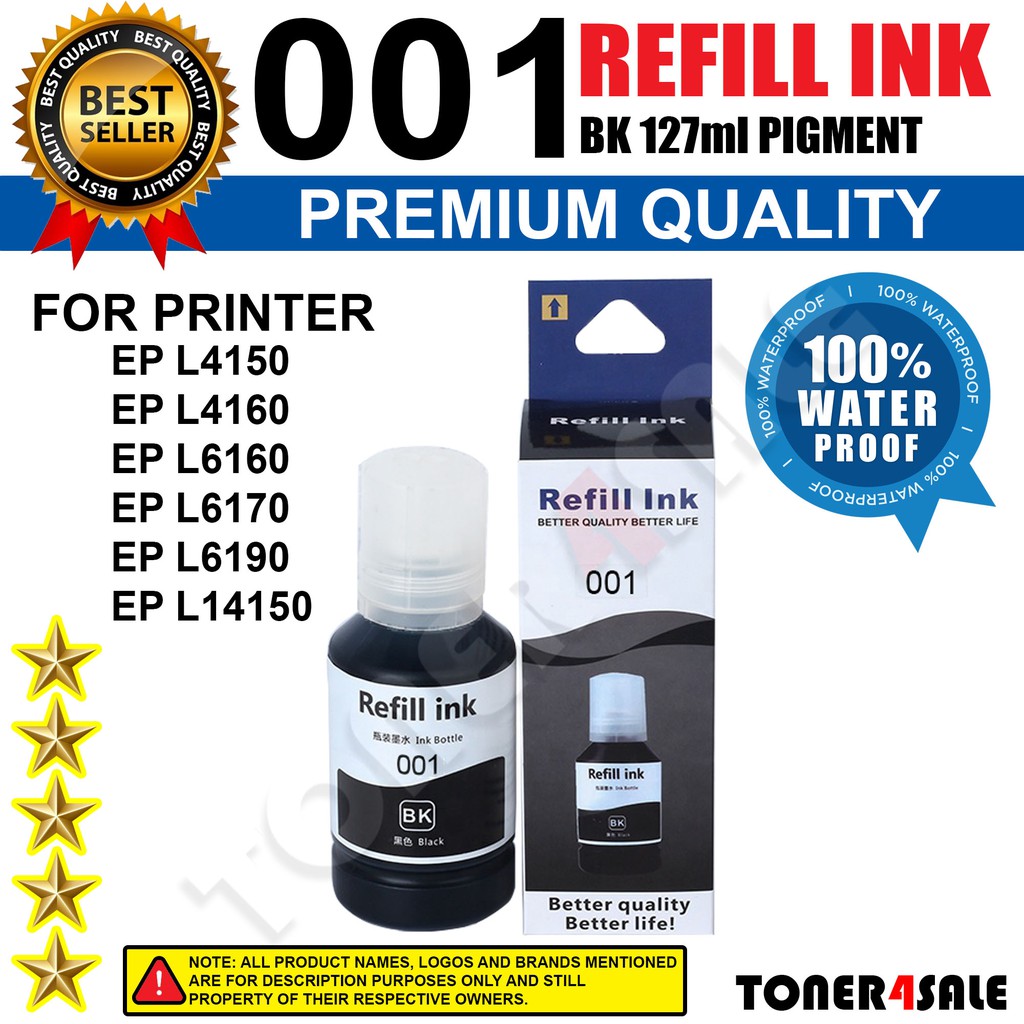 001 black refill ink 001 for EP 001 L4150 L4160 L4260 L6160 L6260 L6170 ...