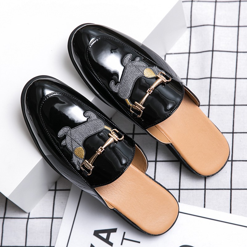 slip on shoes men half shoe leather shoes men loafers half shoes ...