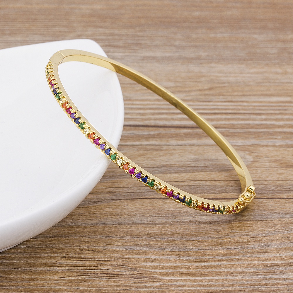 New Design High Quality Charm Rainbow Bangles Copper Zirconia ...