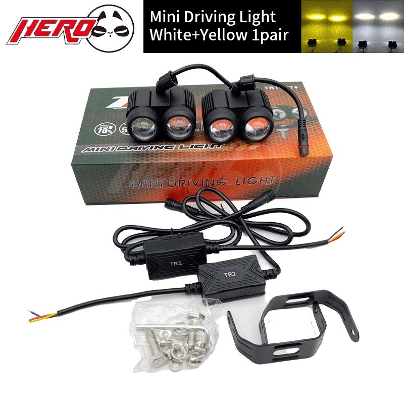 Mini Driving Light V8 White+Yellow Double Light | Shopee Philippines