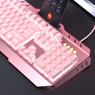 Pink Purple Gaming Keyboard and Mouse Set Mechanical Feel Girl Cute USB ...