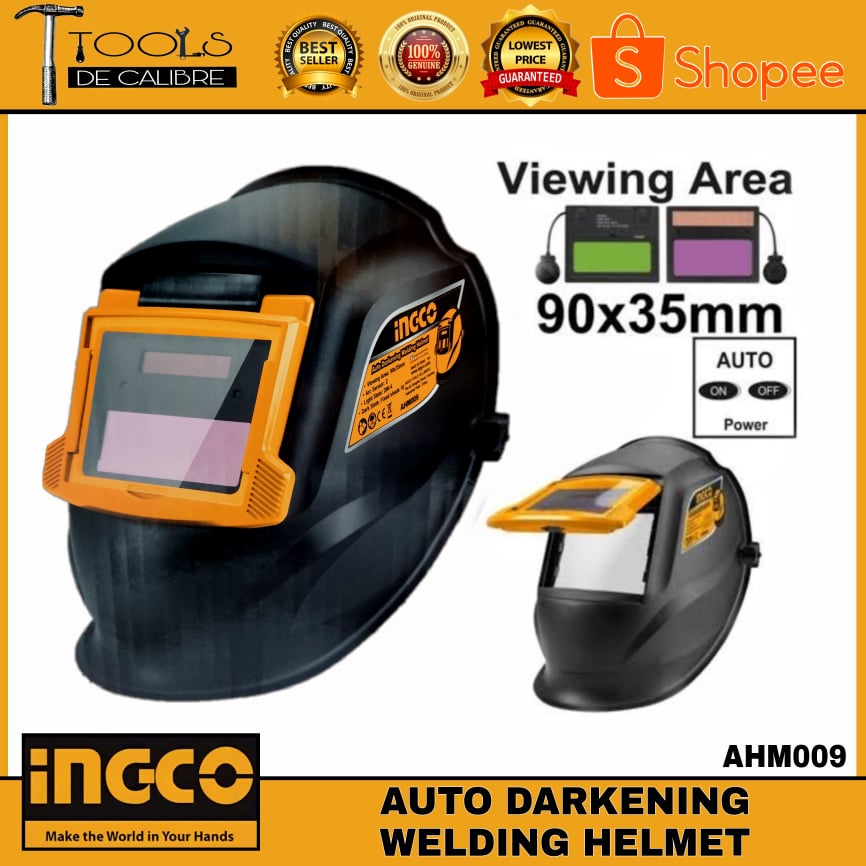 INGCO Solar Powered Auto Darkening Welding Helmet Mask (AHM009 ...