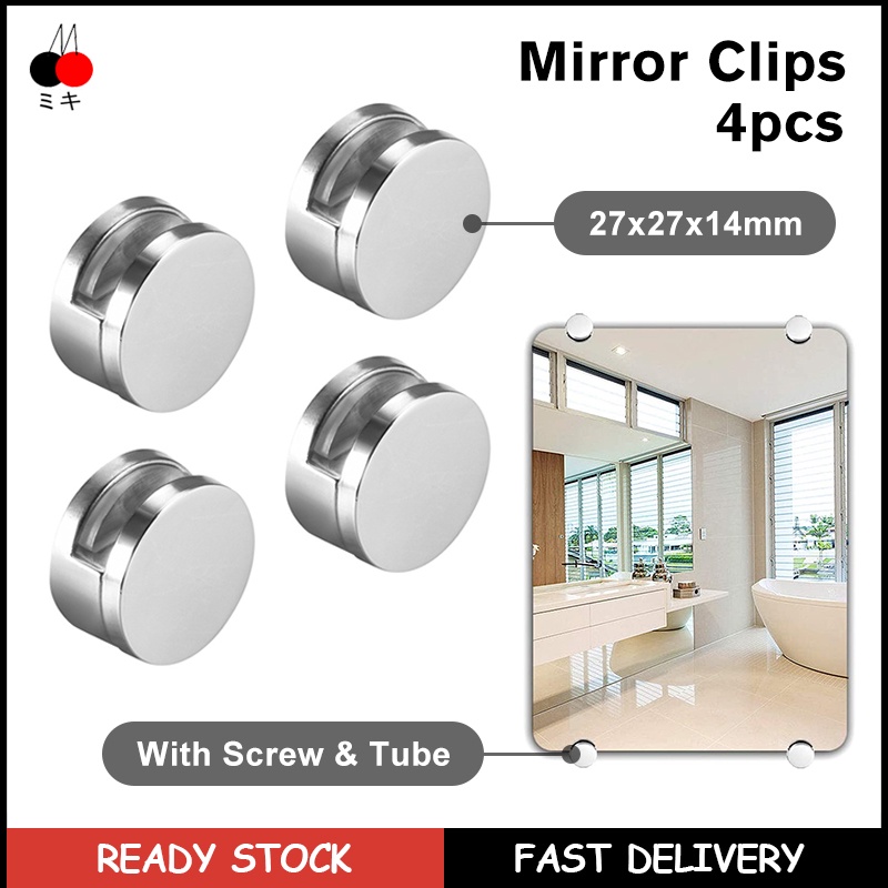 4pcs/set Bathroom Mirror Glass Clip Set Mirror Glass Hanging Bracket ...