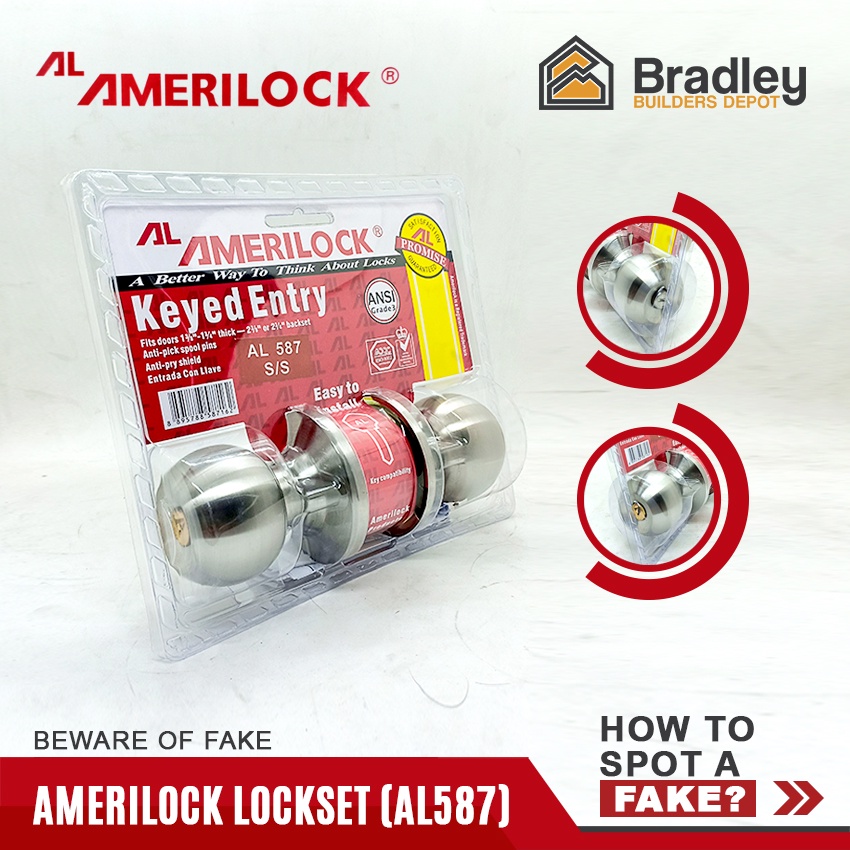 Original Amerilock Knob Type Lockset (AL587) Stainless or Antique Brass ...