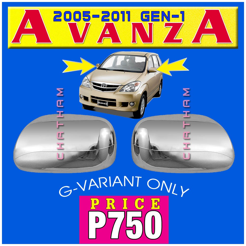 (Chrome) Side Mirror Cover for Toyota Avanza 2005 - 2011 (1.5 G-Variant ...