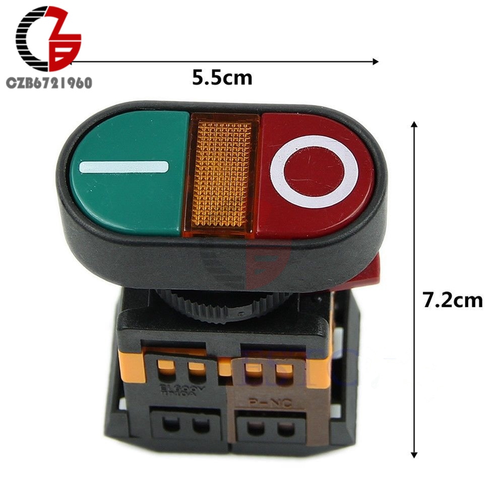 Start Stop Push Button Light Indicator Momentary Switch Red Green Power ...