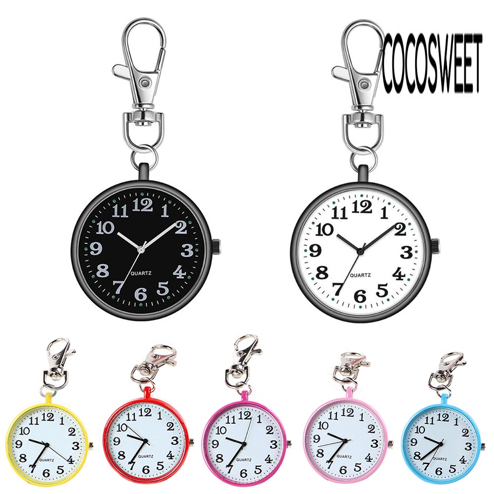 YZS-Fashion Unisex Round Dial Quartz Analog Nurse Medical Keychain ...