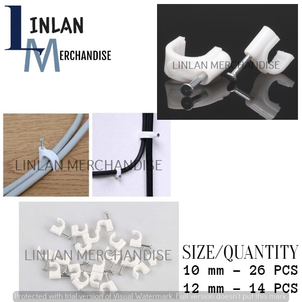 1 PACK White PVC Cable Clips w/ Nail For Electrical Wiring & LAN Cable ...