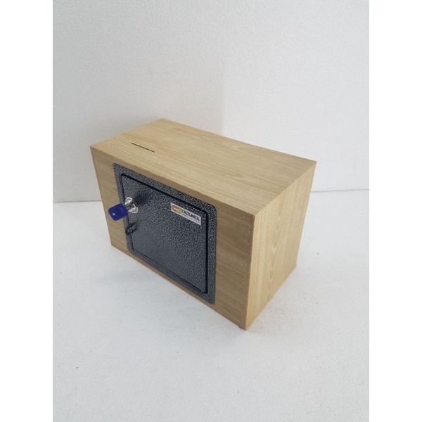RECTANGULAR-CREAM WOOD Alkansya Vault & Multipurpose Safety Box ...