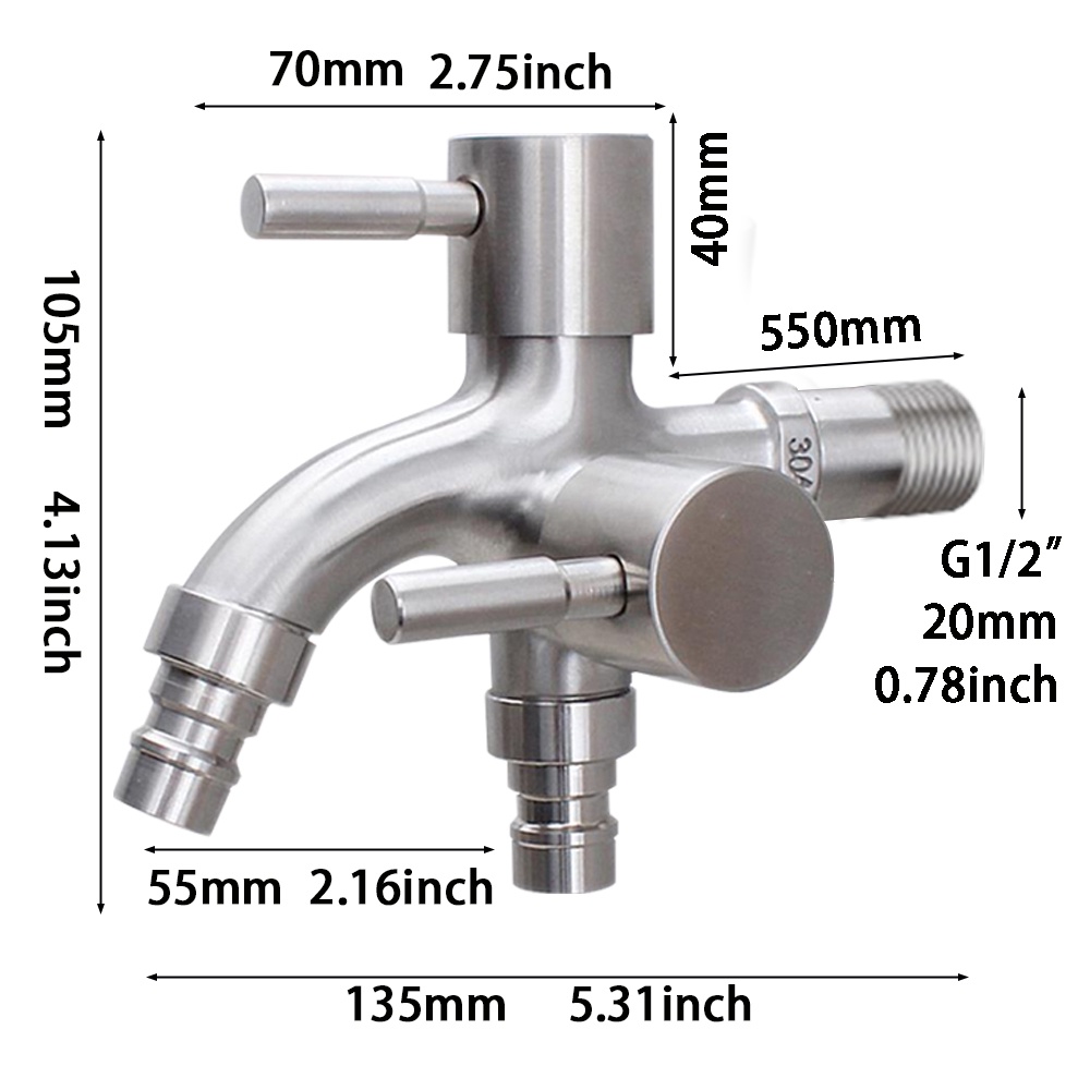 Baokemo Bathroom Faucet Stainless Steel Multifunctional Two Way Control ...