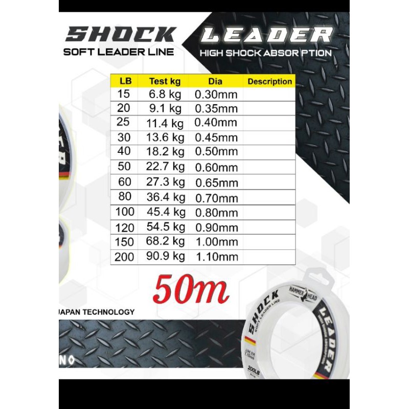 Leader hammerhead fishing rod with SHOCK LEADER writing 50 meters HAS ...