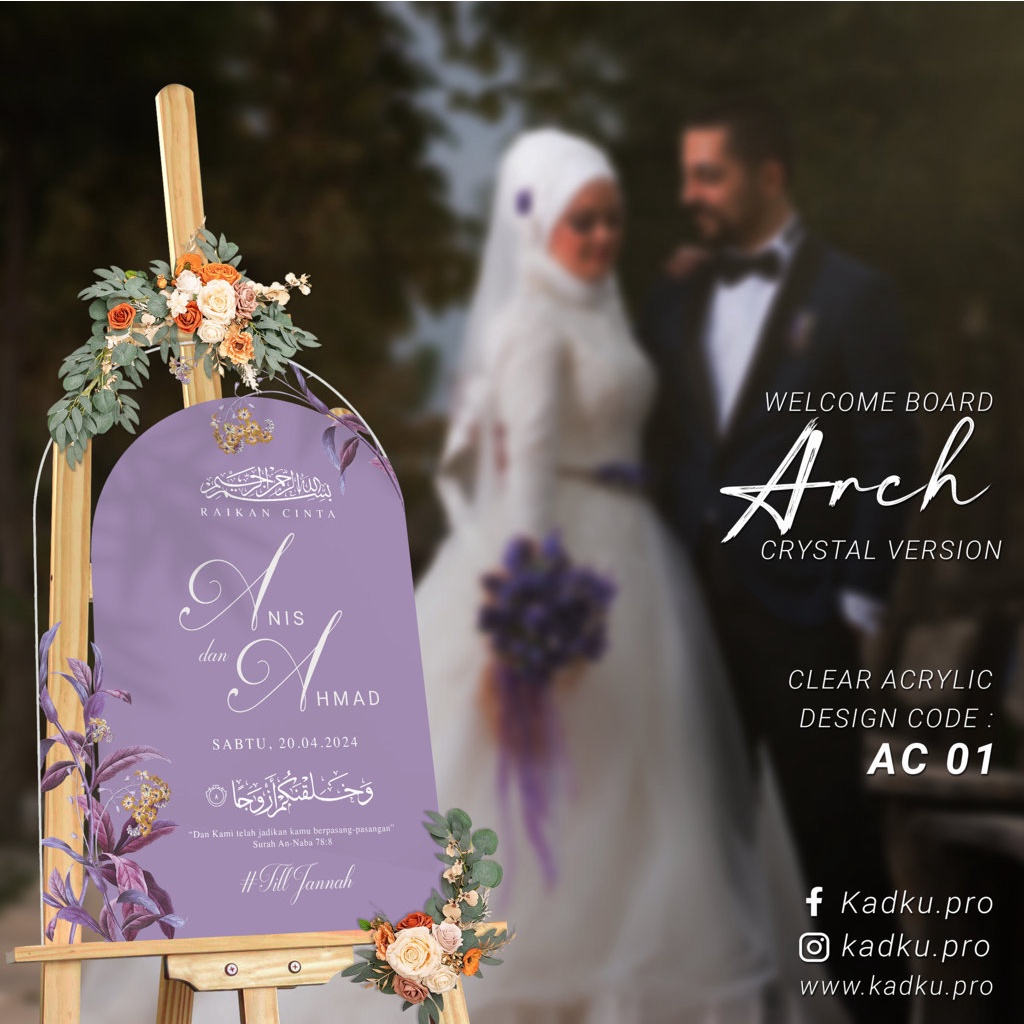 Arch Crystal Clear Welcome Board Custom Acrylic, Wedding Signage ...