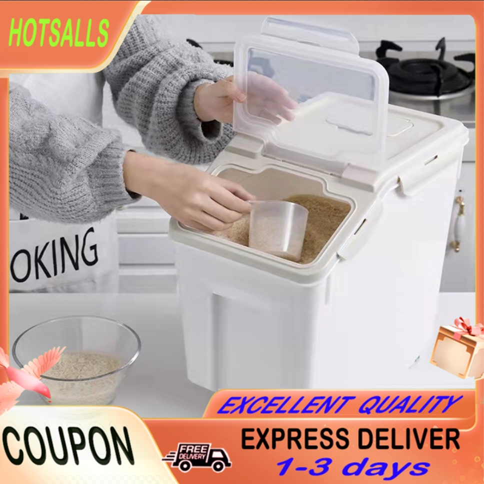 10/15/25kg PP Rice Bucket Rice Storage Container airtight container ...