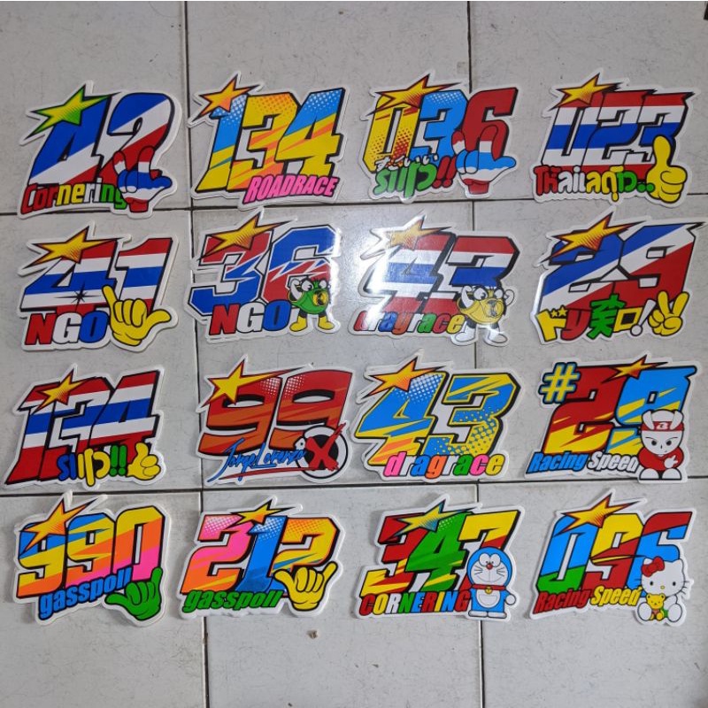 Thailook large size number stickers for racing roadrace start racing ...