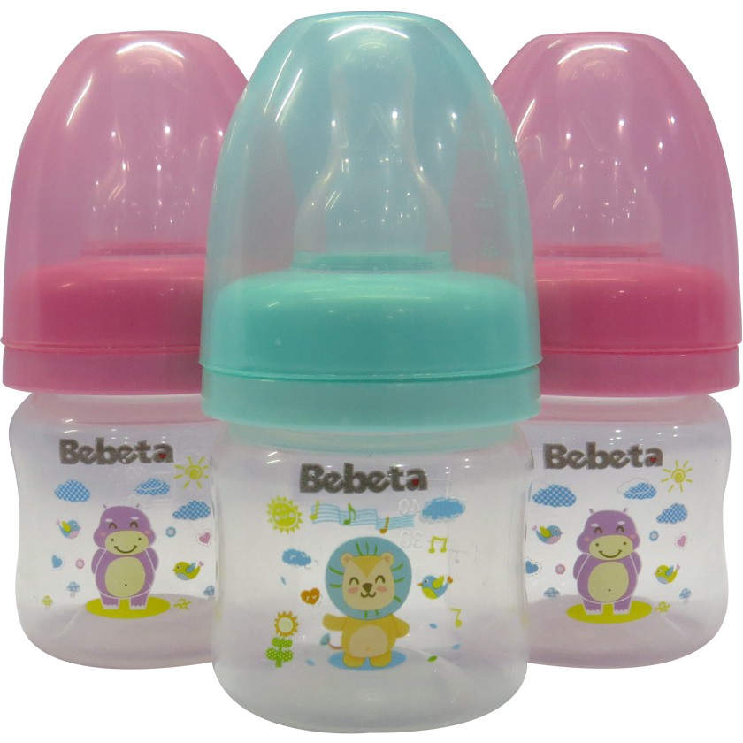 Bebeta Regular Neck Feeding Bottle Blue 2oz 3pcs 60ML | Shopee Philippines