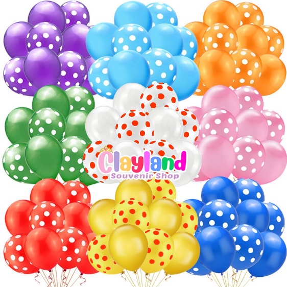20pcs/lot Polka Dots and Plain Balloons birthday set Party Balloon ...