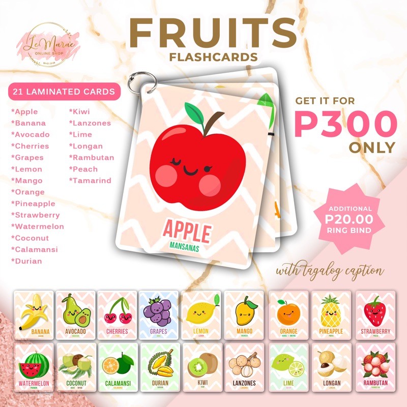 FRUITS COMPLETE MGA PRUTAS Tagalog Filipino Laminated Educational ...