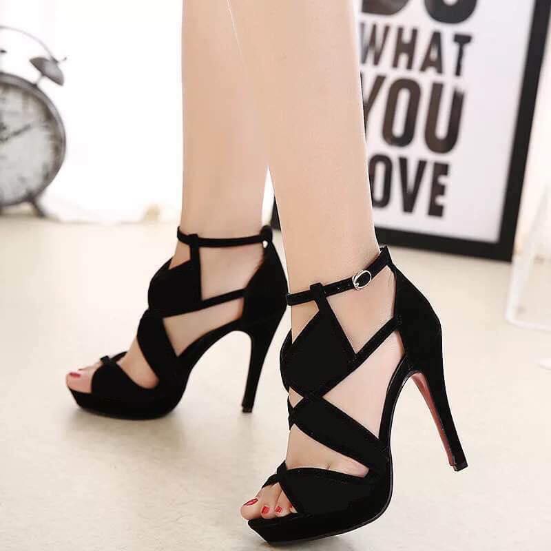 Korean Women Peep Toe Ankle Strap High Heeled Sandals At Shopee 4537