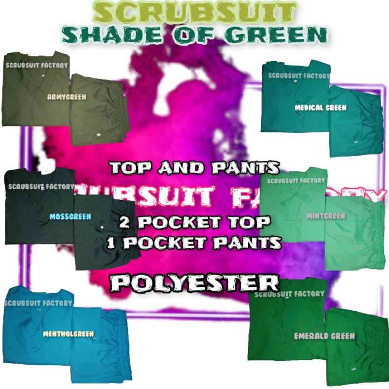 SF - MEDICAL SCRUBSUIT SHADE OF GREEN UNISEX ALL COLORS AVAIL ...