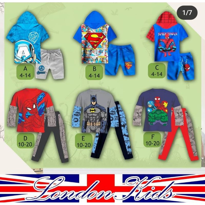 London kids superhero hodie children's suits aged 2~7 years and pajamas ...