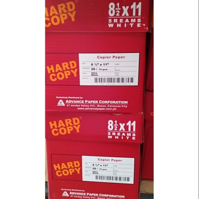 Hard Copy Bond Paper 70gsm Substance 20 by box 5 reams | Shopee Philippines