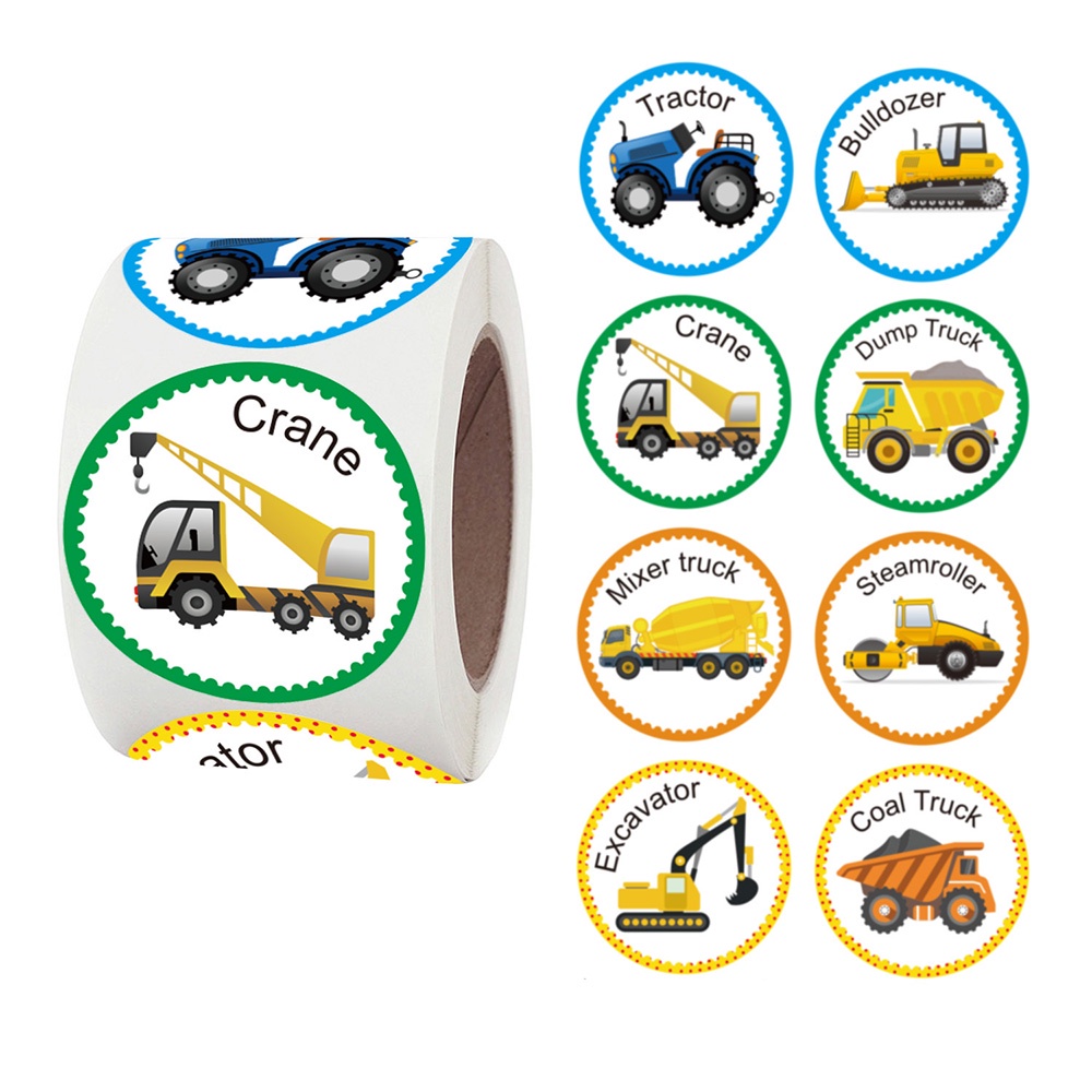 500pcs/roll Cars Pattern Reward Sticker for Kids Cute Cartoon Bus Tank ...