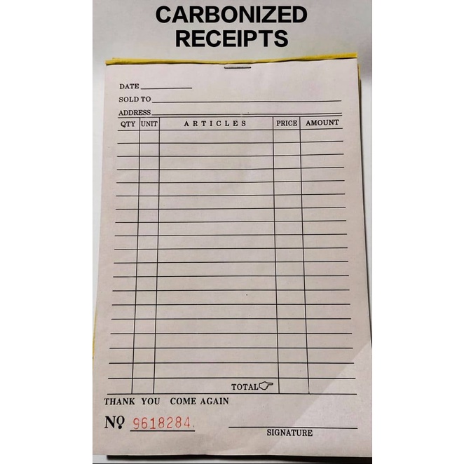 Carbonized Sold to receipt / resibo /article 2 ply / 3 ply / 4 ply ...