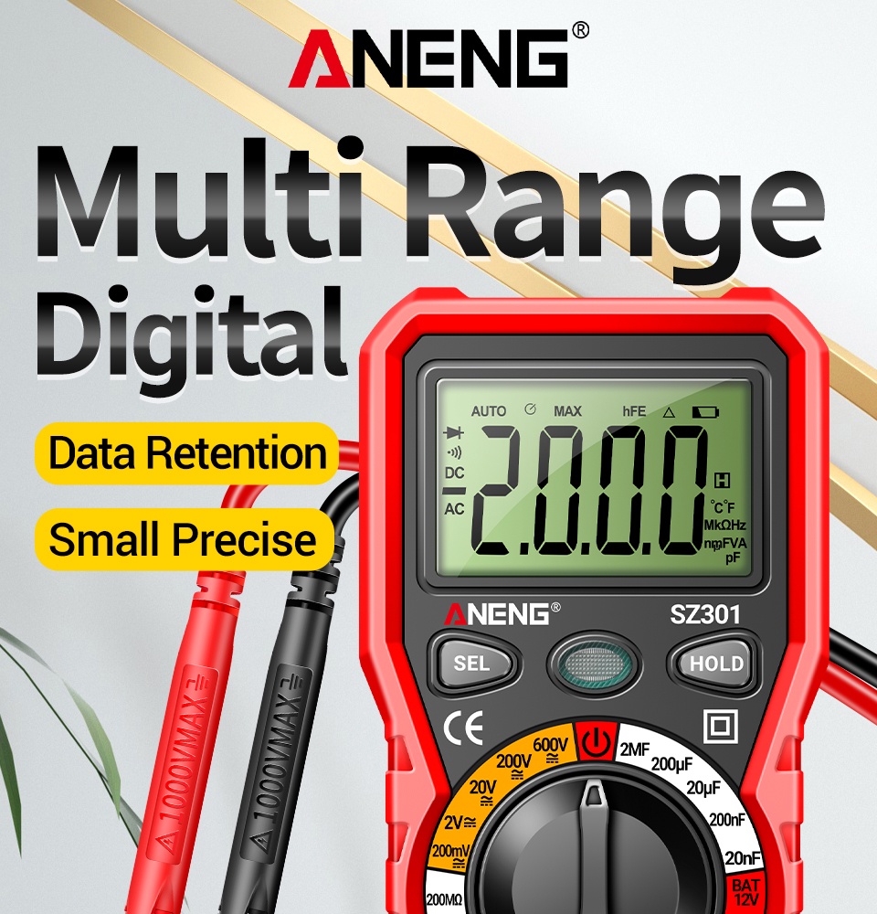 Aneng Sz301 Digital Profesional Multimeter Voltage Resistance ...